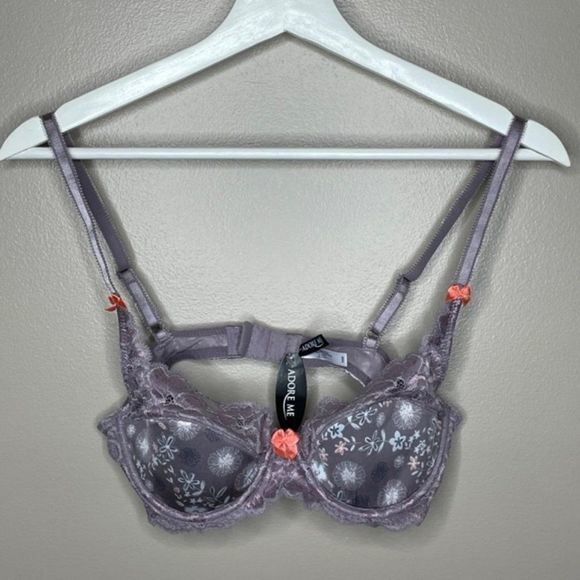 Adore Me | Intimates & Sleepwear | Newadoreme Gray Purple Floral Bra ...